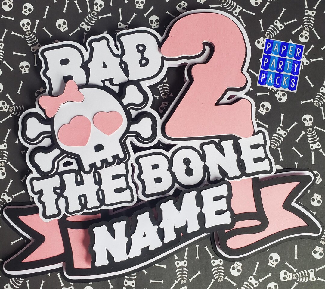 Pink Bad Two the Bone Cake Topper - Etsy