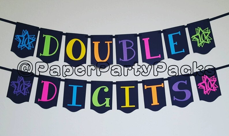 Double Digits Birthday Banner Peace Out Single Digits | Etsy