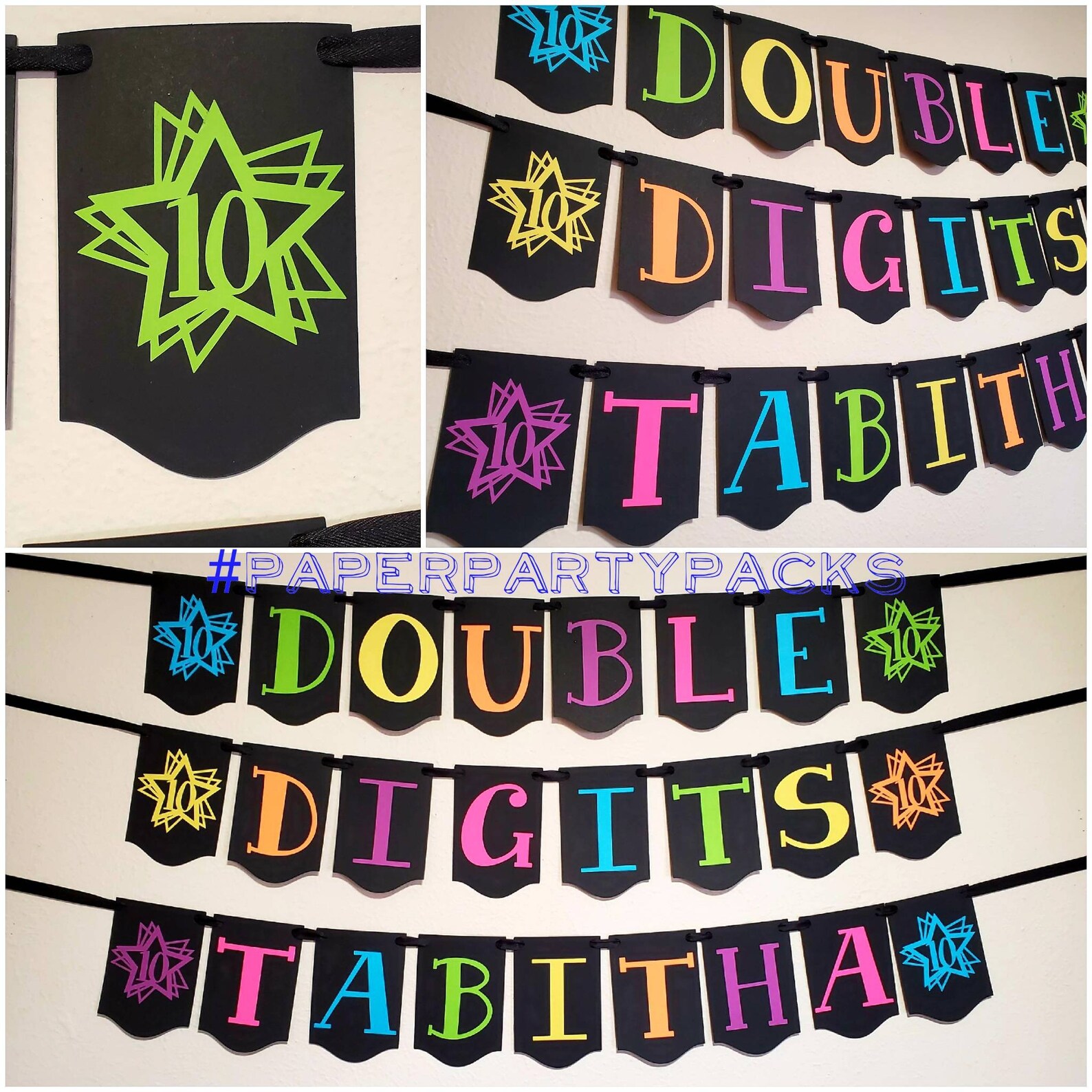 Double Digits Birthday Banner Peace Out Single Digits | Etsy