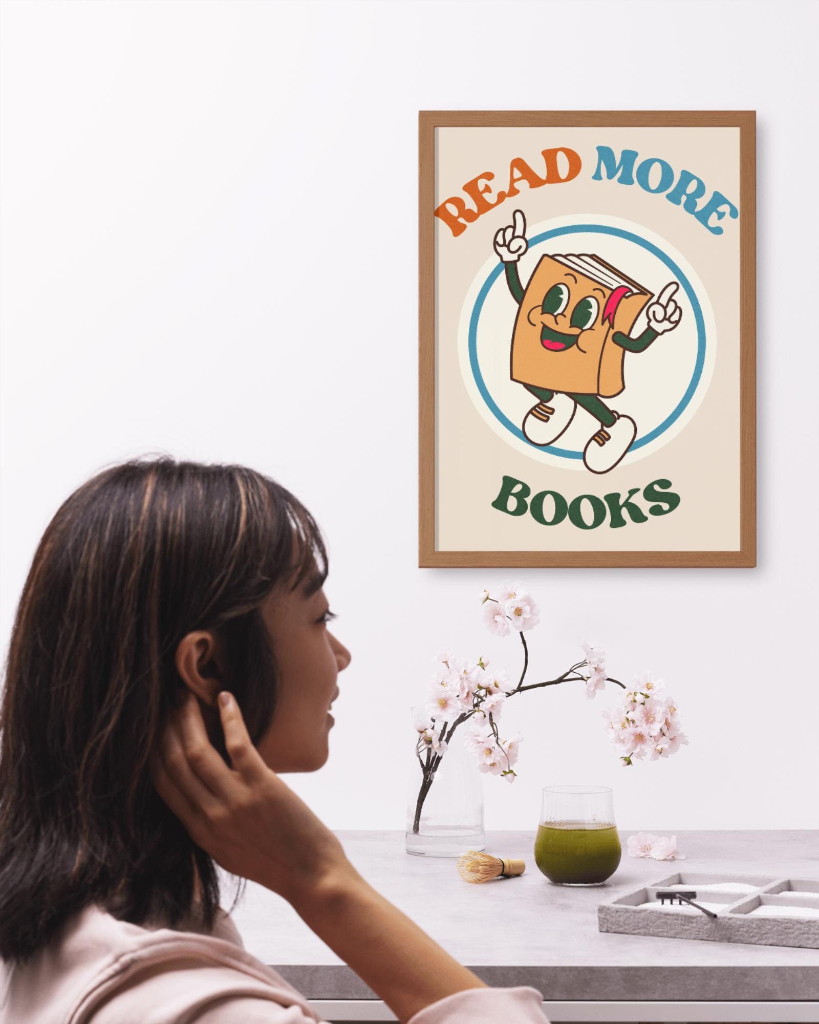 Read More Books Vintage Style Poster - ELA Classroom Decor, Wall Print ...