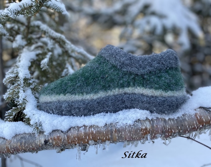 Womens Felted Felt Wool Slippers Handmade Knitted Knit House Shoes ...