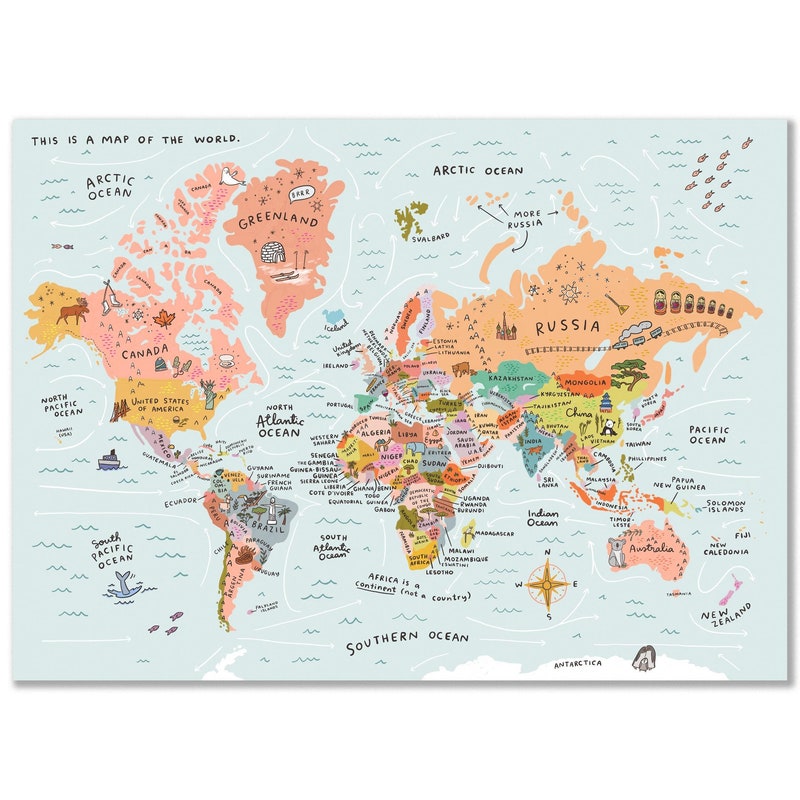 World Map Poster - Etsy