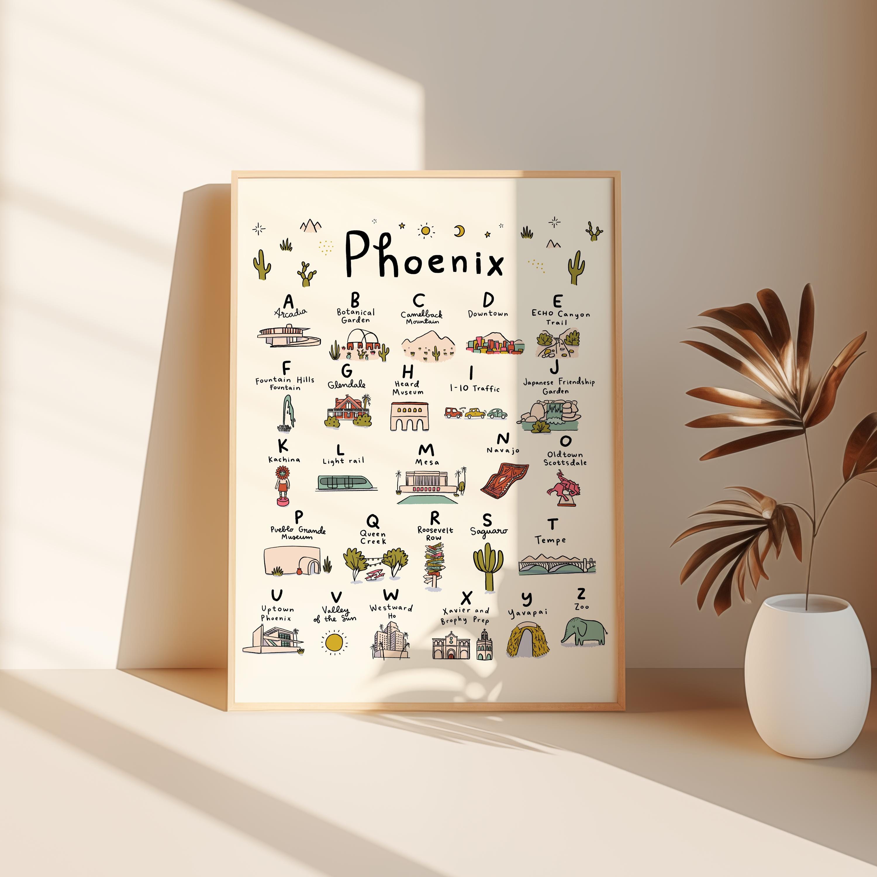 Phoenix Alphabet Art Print Poster - Kid's Room Baby Phoenix Nursery ...