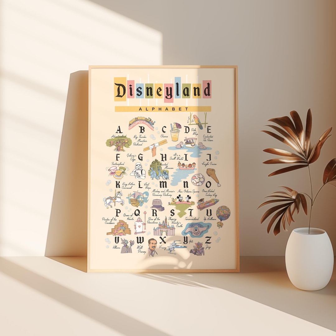 Disneyland Alphabet 16x20 Art Print Poster - Art Wall Hanging Home ...