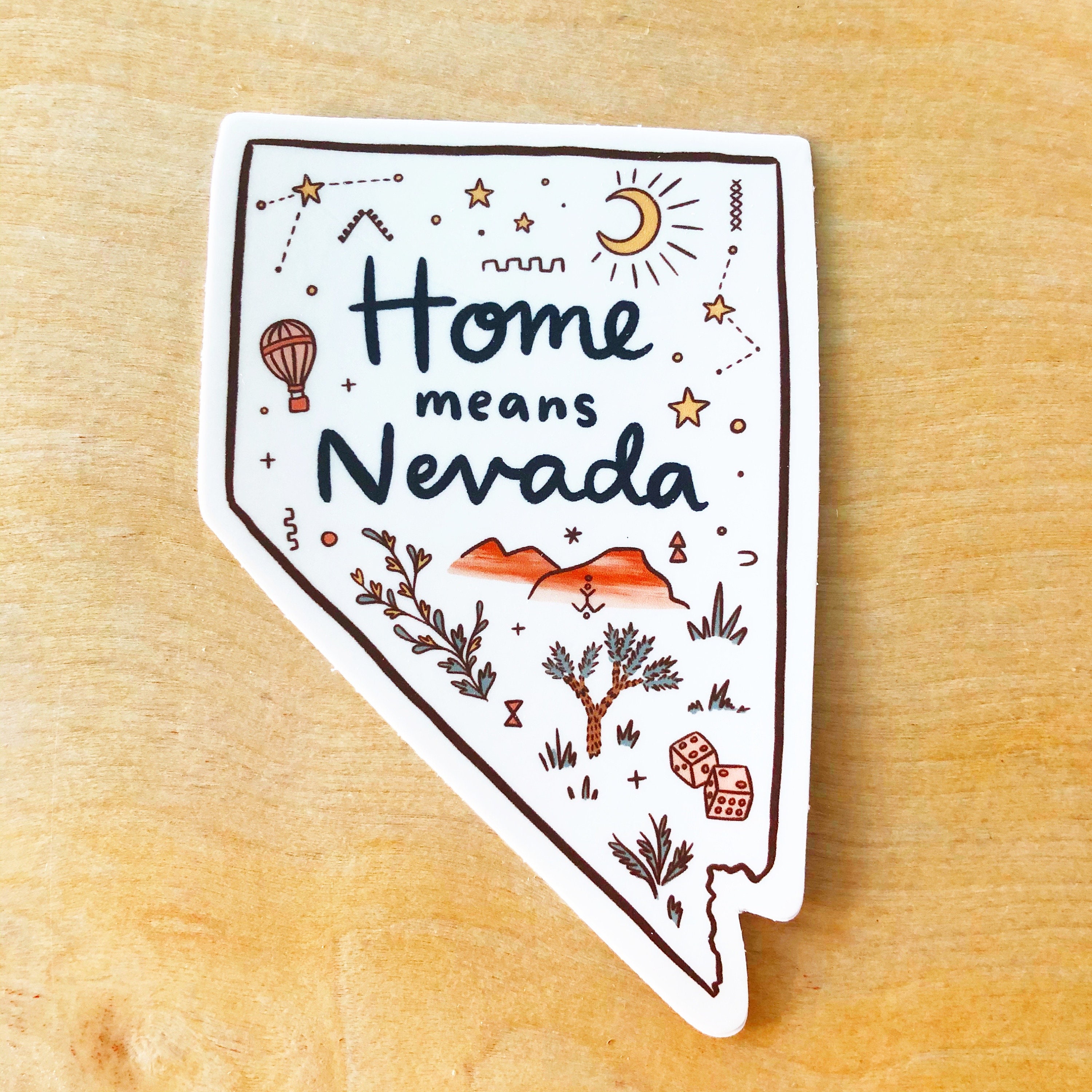 Home Means Nevada Sticker - 4" - Las Vegas Art Design Illustration Map ...