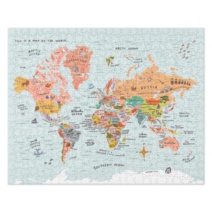 World Map Illustrated Jigsaw Puzzle - Etsy