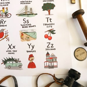 Michigan Alphabet Art Print Poster - Michigan Nursery Michigan Baby ...