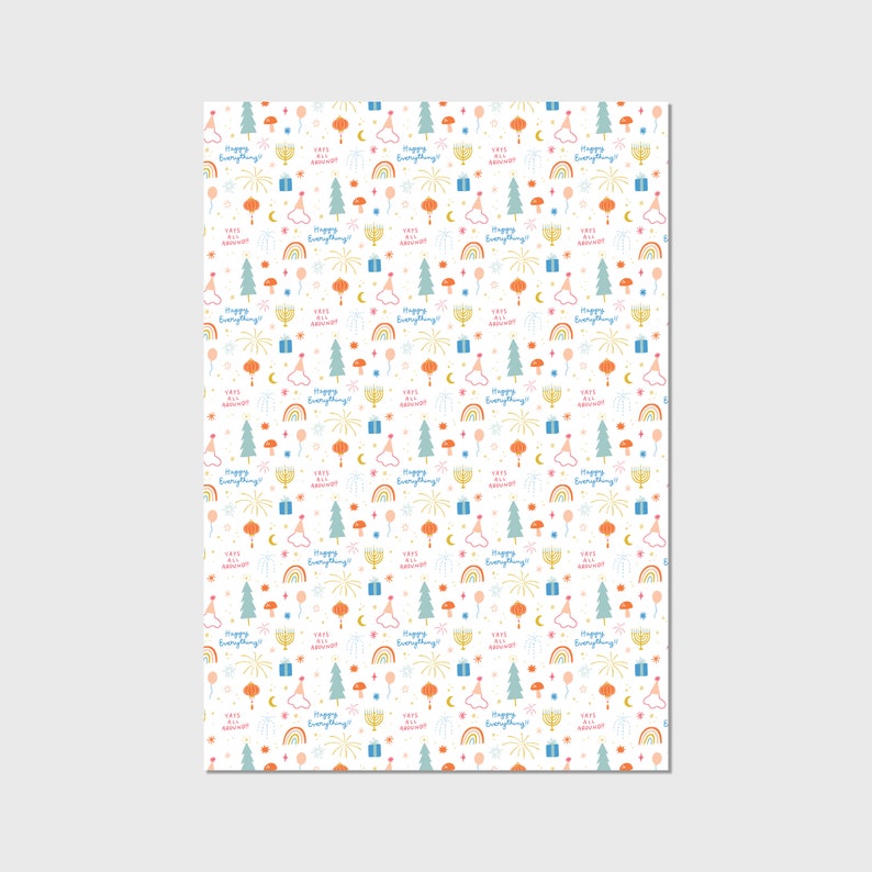 Happy Everything Pattern Wrapping Paper Each Sheet - Etsy