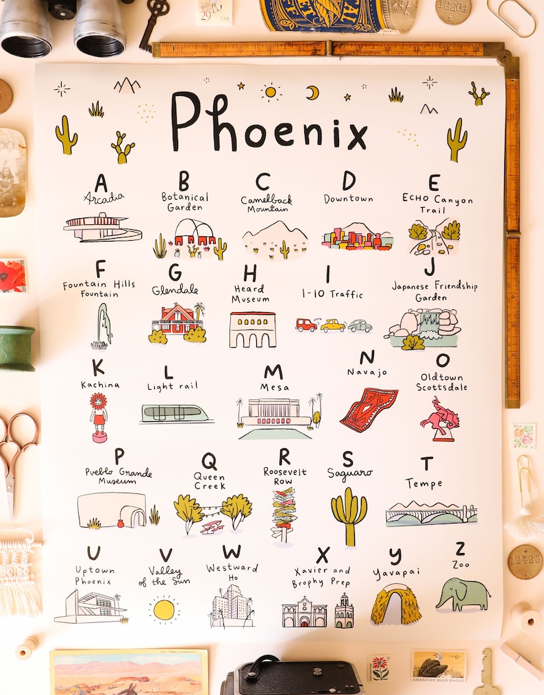 Phoenix Alphabet Poster 16x20 Kid's Room Baby Nursery - Etsy