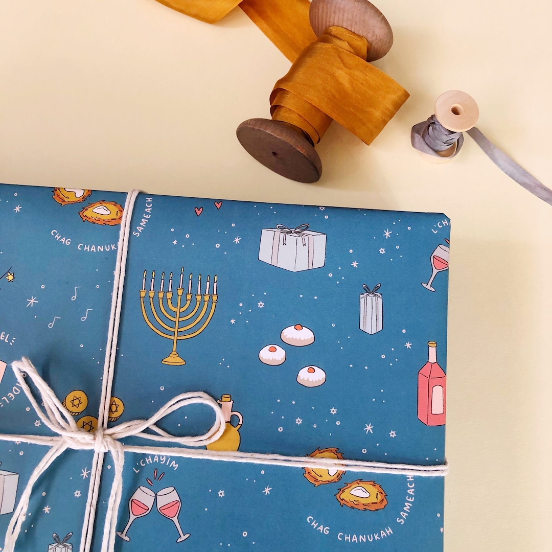 Hanukkah Party Pattern Wrapping Paper Sheets - Each Sheet 20"x29 ...
