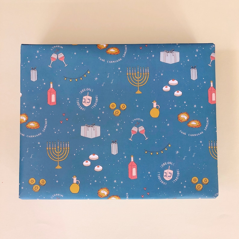 Hanukkah Party Pattern Wrapping Paper Sheets Each Sheet | Etsy