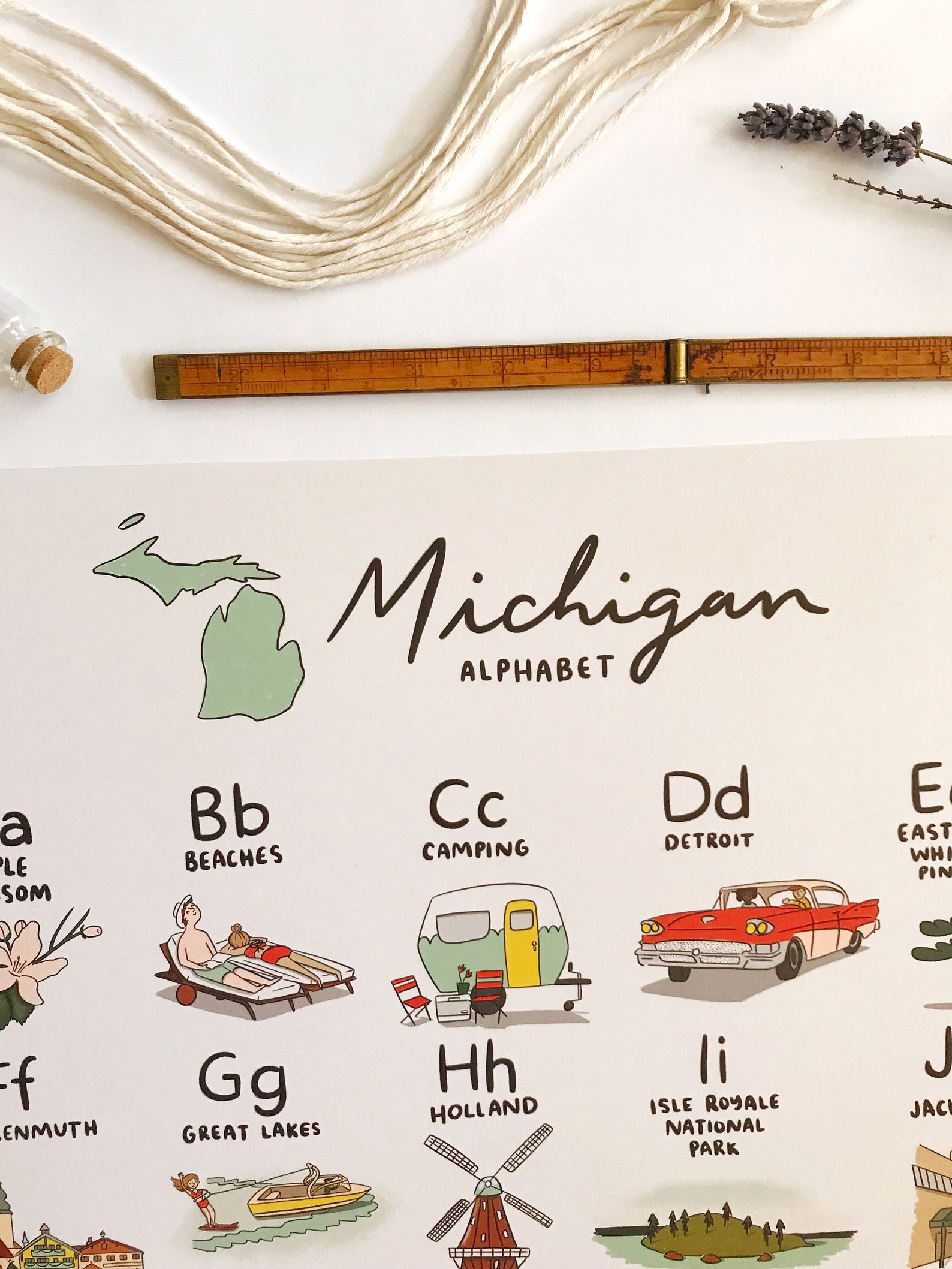 Michigan Alphabet Poster 16x20 Michigan Wall Art Michigan - Etsy