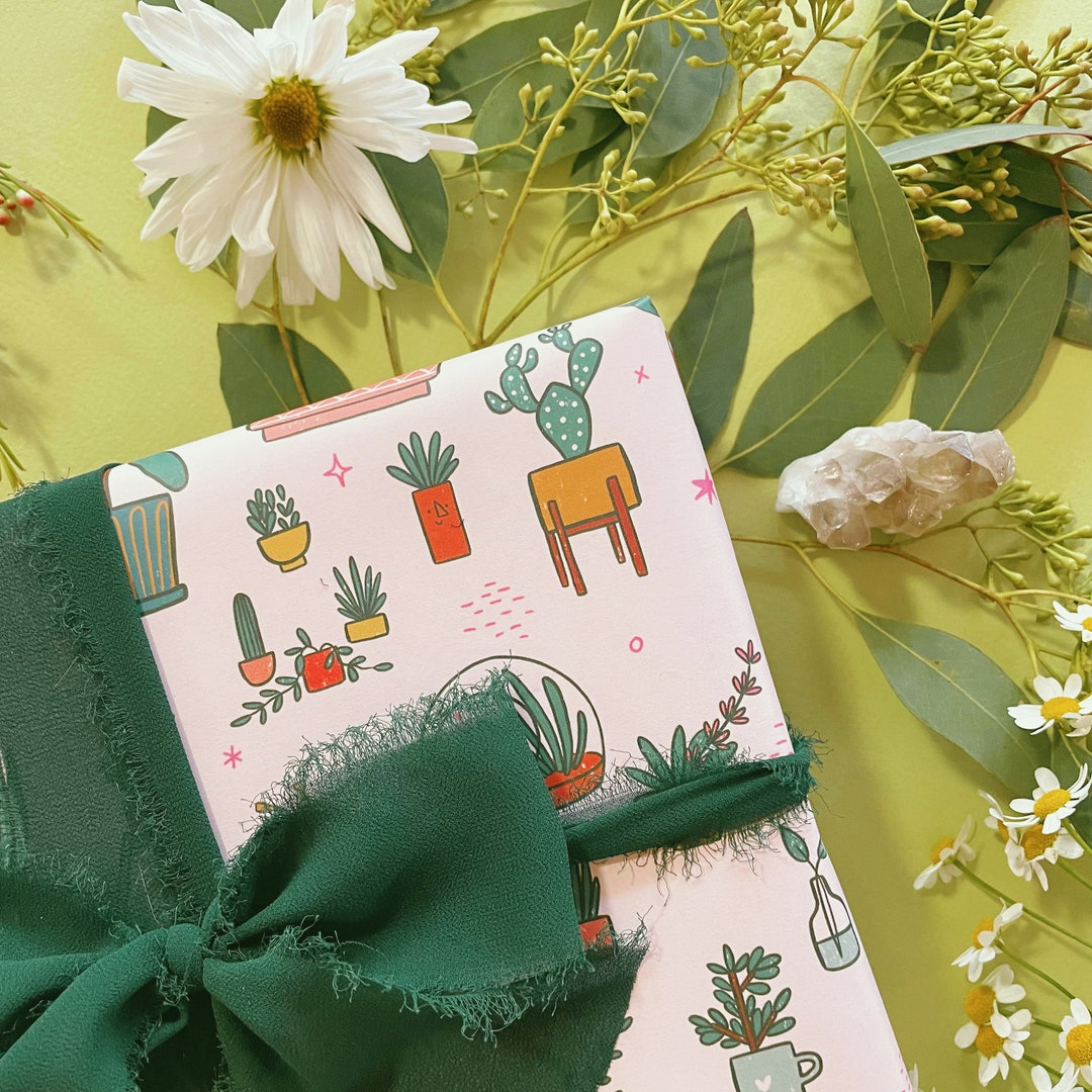 House Plant Pattern Wrapping Paper Sheets - Each Sheet 20"x29" - Gift ...