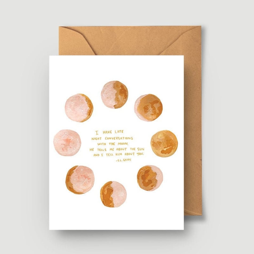 I Have Late Night Conversations With the Moon Greeting Card - A2 4.25 ...