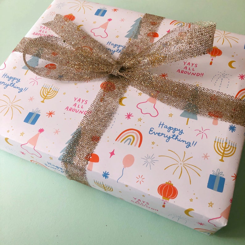 Happy Everything Pattern Wrapping Paper Each Sheet | Etsy