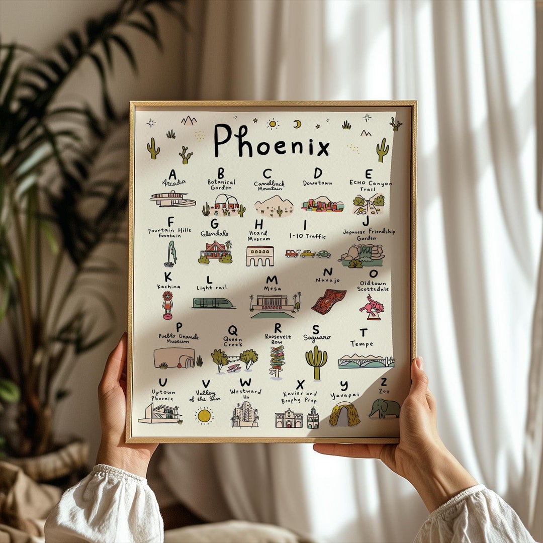 Phoenix Alphabet Art Print Poster - Kid's Room Baby Phoenix Nursery ...