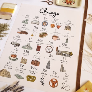 Chicago Alphabet Art Print Poster - Illinois Poster IL State City Map ...