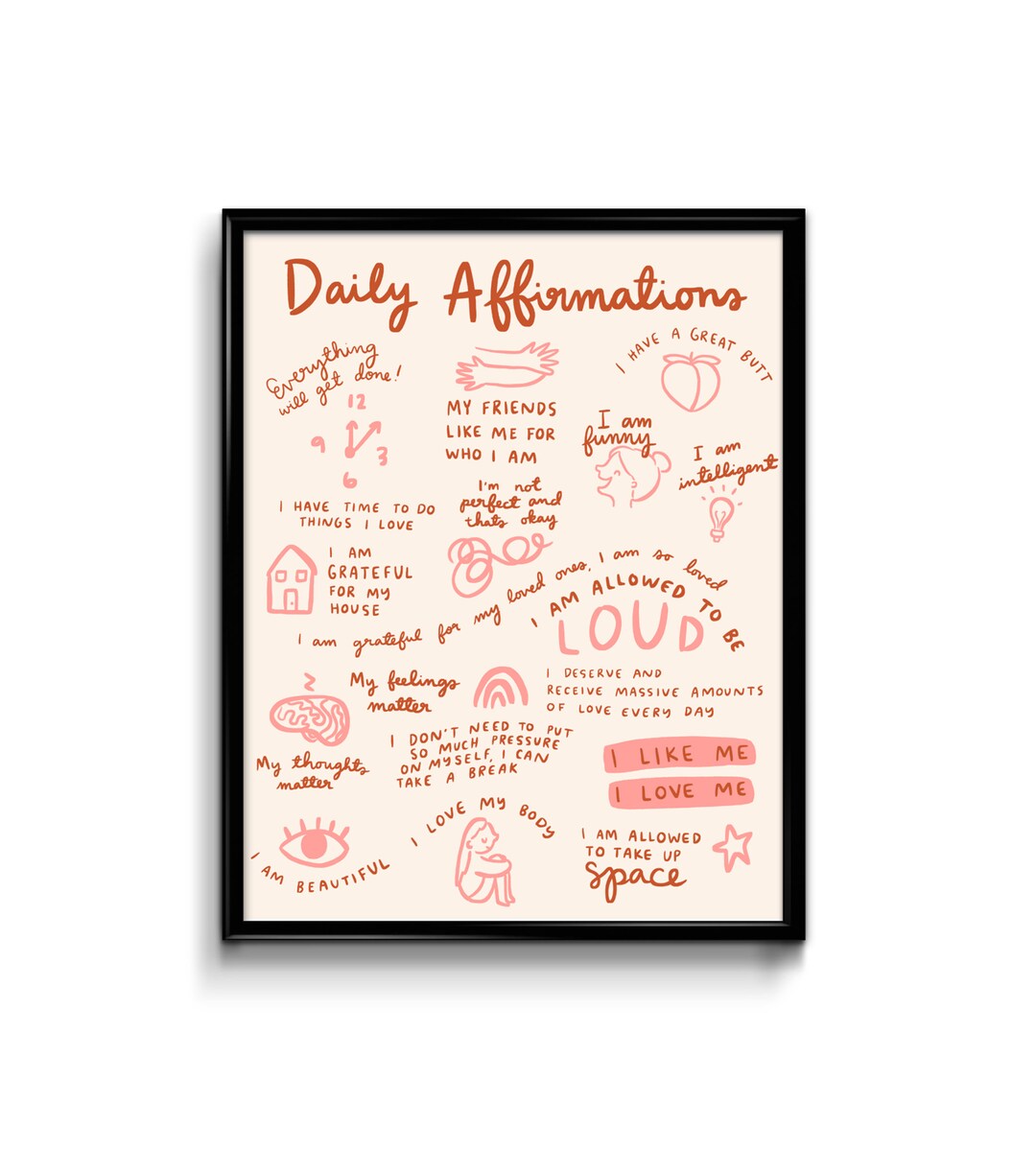 Daily Affirmations Art Print 8x10 Affirmation Art Wall Art - Etsy UK