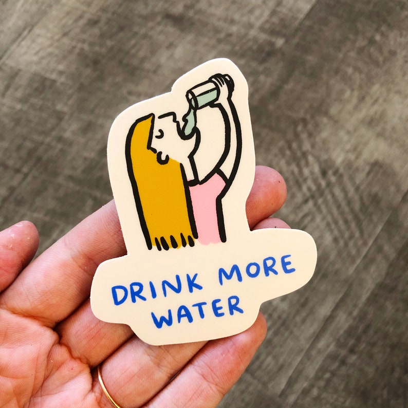 Drink More Water Sticker - 3"x3" - Vinyl Durable Laptop Waterbottle ...