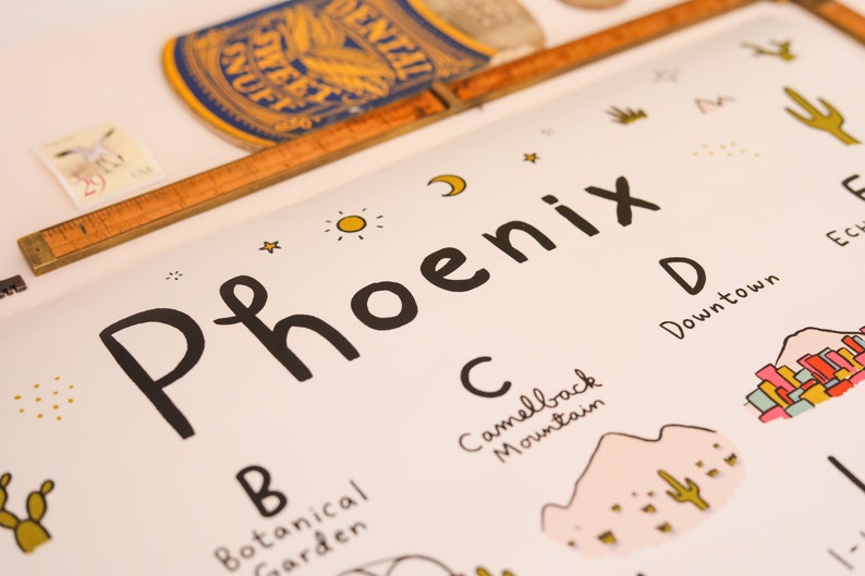 Phoenix Alphabet Poster 16x20 Kid's Room Baby Nursery - Etsy