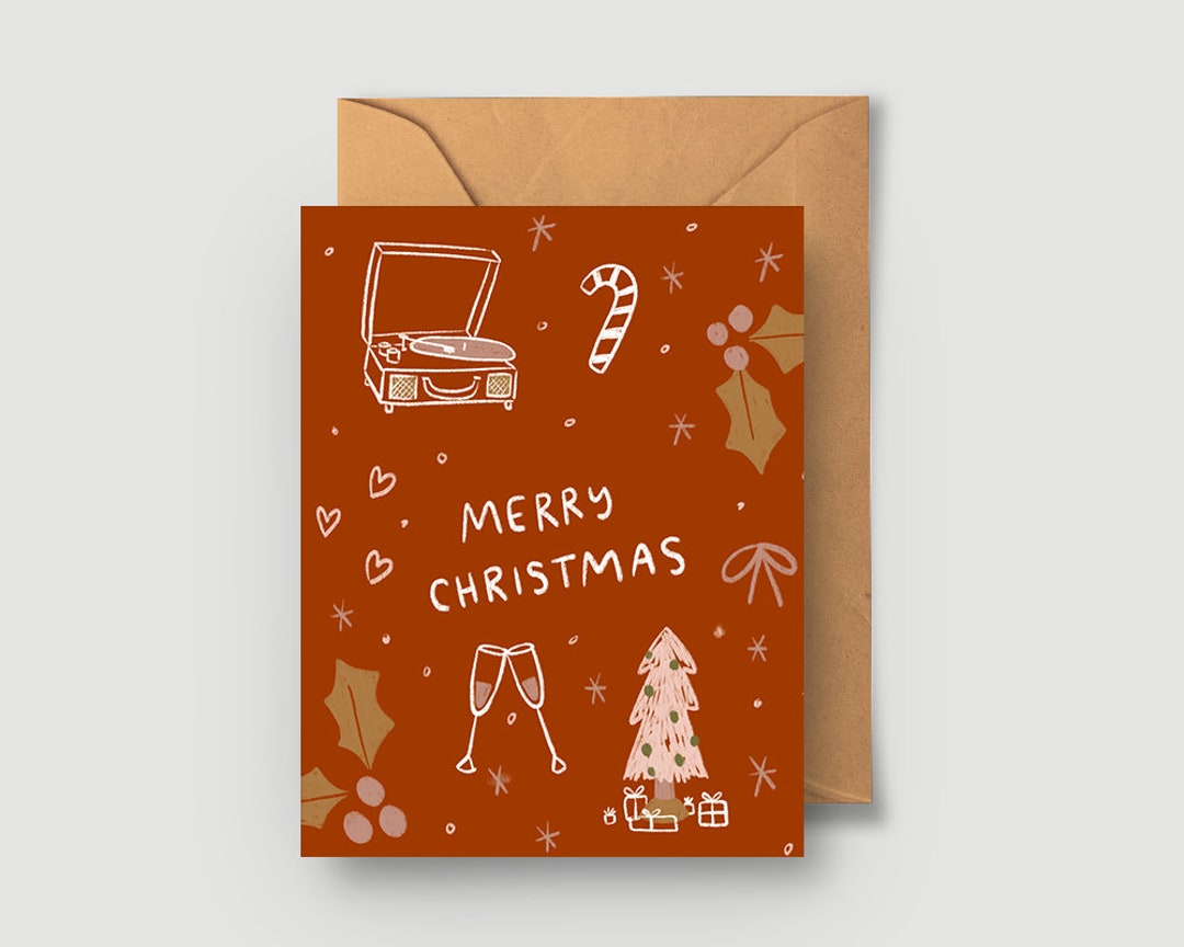 Rust Merry Christmas Greeting Card Single or Boxed Cards Set - Etsy