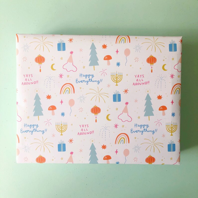 Happy Everything Pattern Wrapping Paper Each Sheet | Etsy