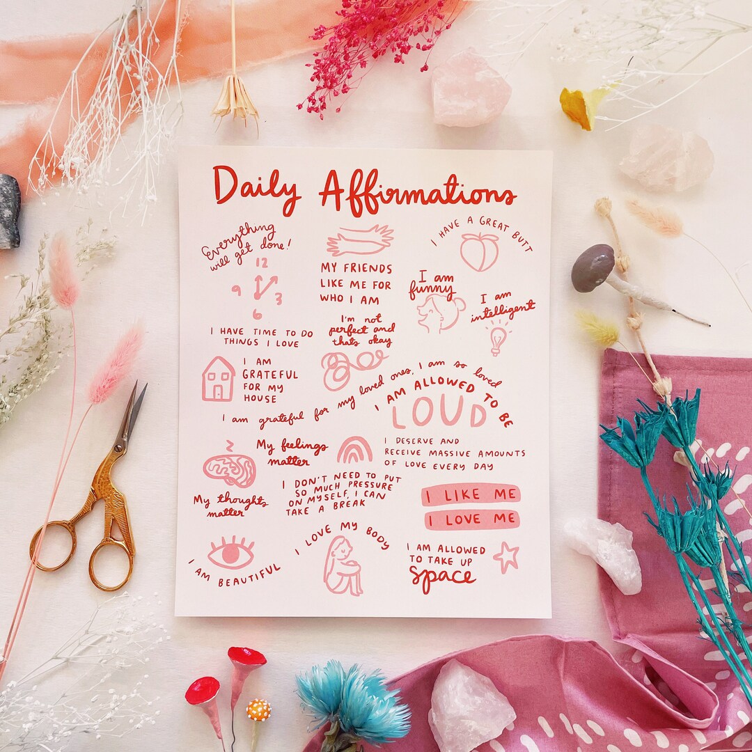 Daily Affirmations Art Print Poster - Affirmation Art Wall Art Positive ...