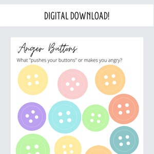 Anger Buttons Worksheet for Therapists - Digital Download - PDF ...