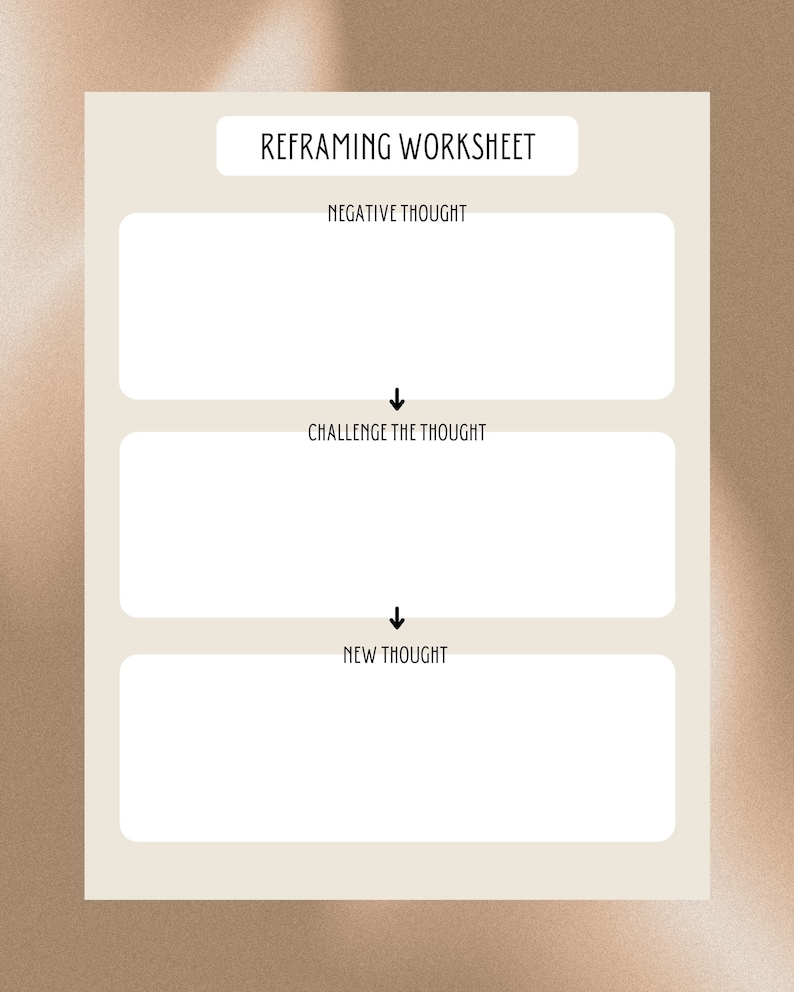 Thought Reframing Worksheet - CBT - Digital Download - PDF Print ...