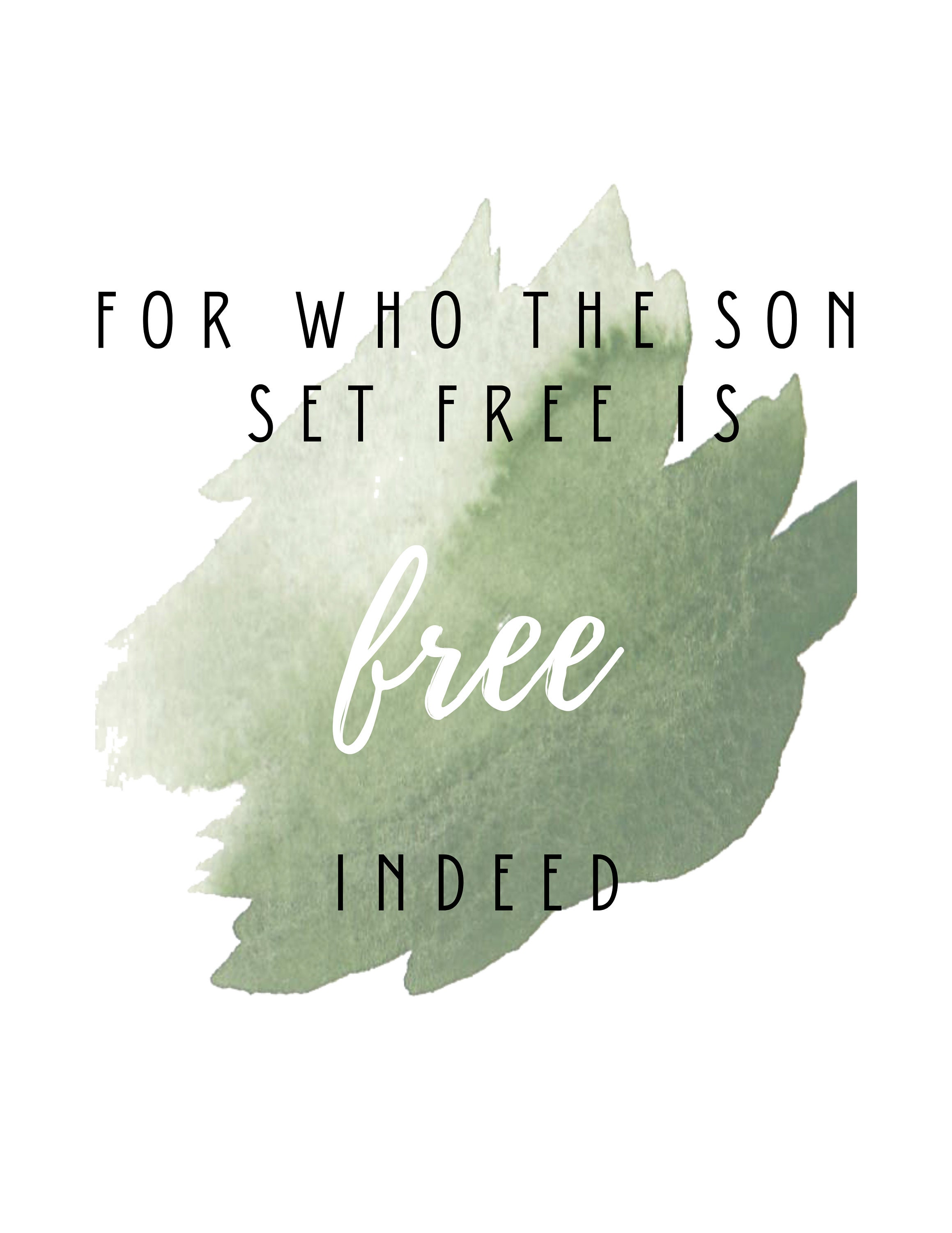 Who the Son Set Free Digital Wall Art Printable Christian Bible Verse ...