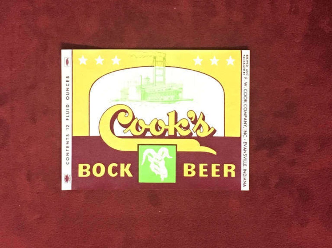 Vintage Cook's Bock Beer Bottle Label - F.W. Cook Company Inc ...