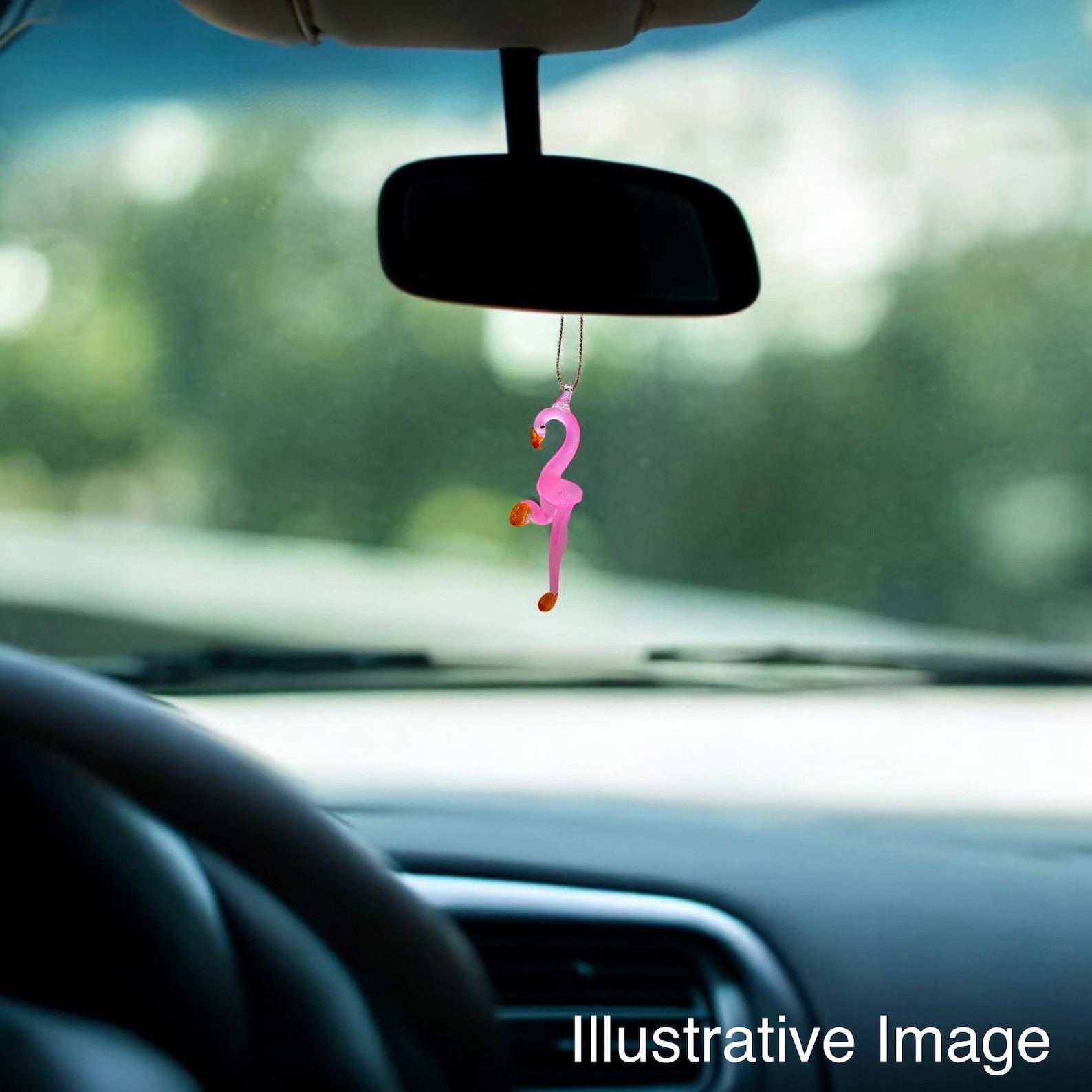 Pink Flamingo Handblown Glass Art, Rear-view Mirror Car Accessories - Etsy