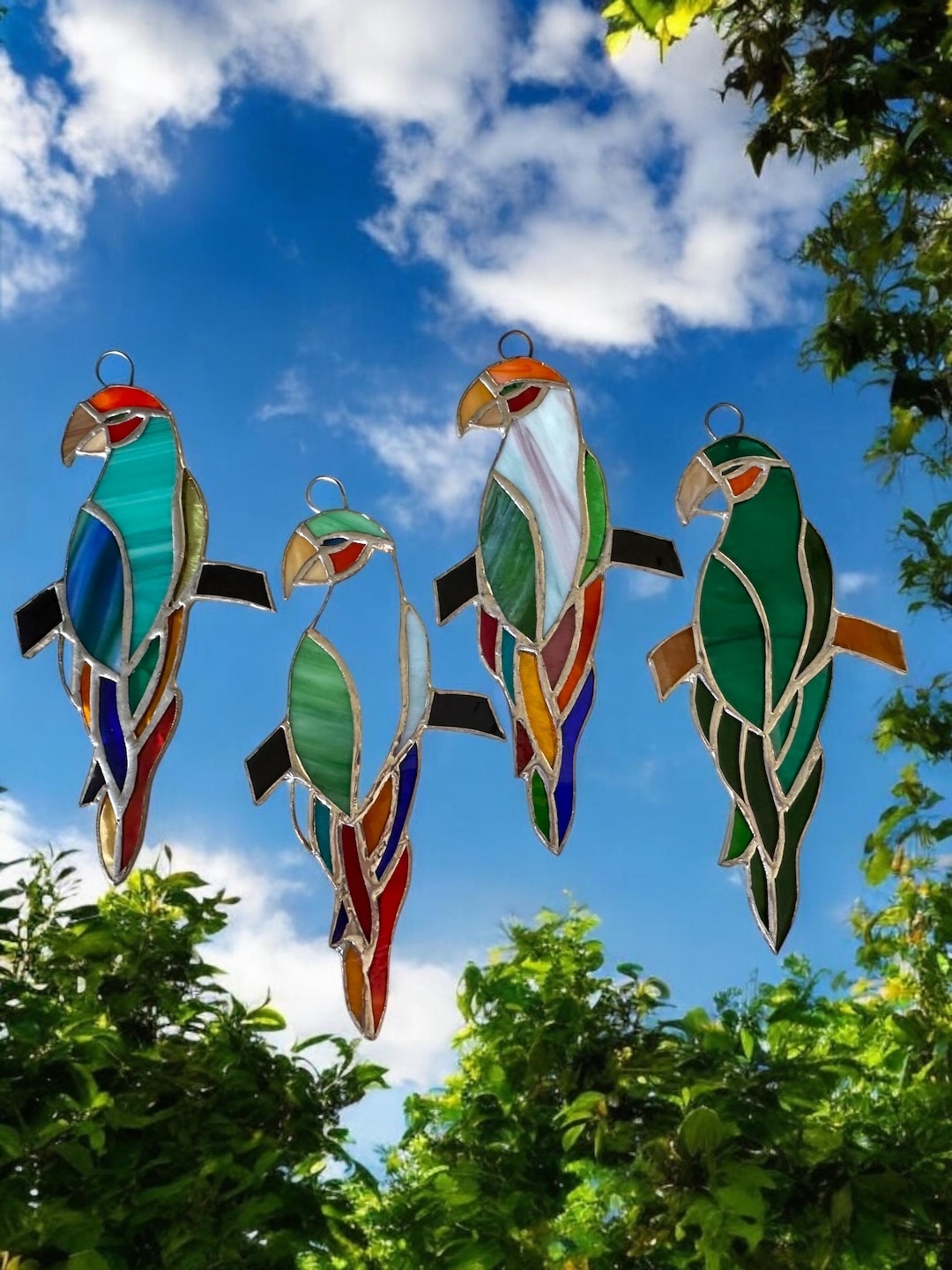 Stained Glass Parrot Tropical Bird Suncatcher - Etsy