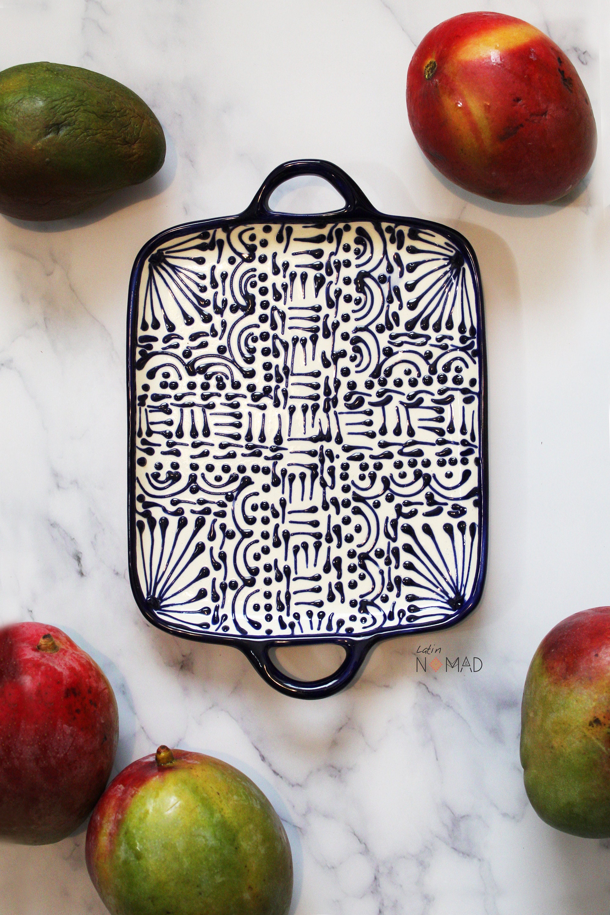 Flat Rectangular Small Tray, Modern Mexican Ceramic Talavera Serving ...