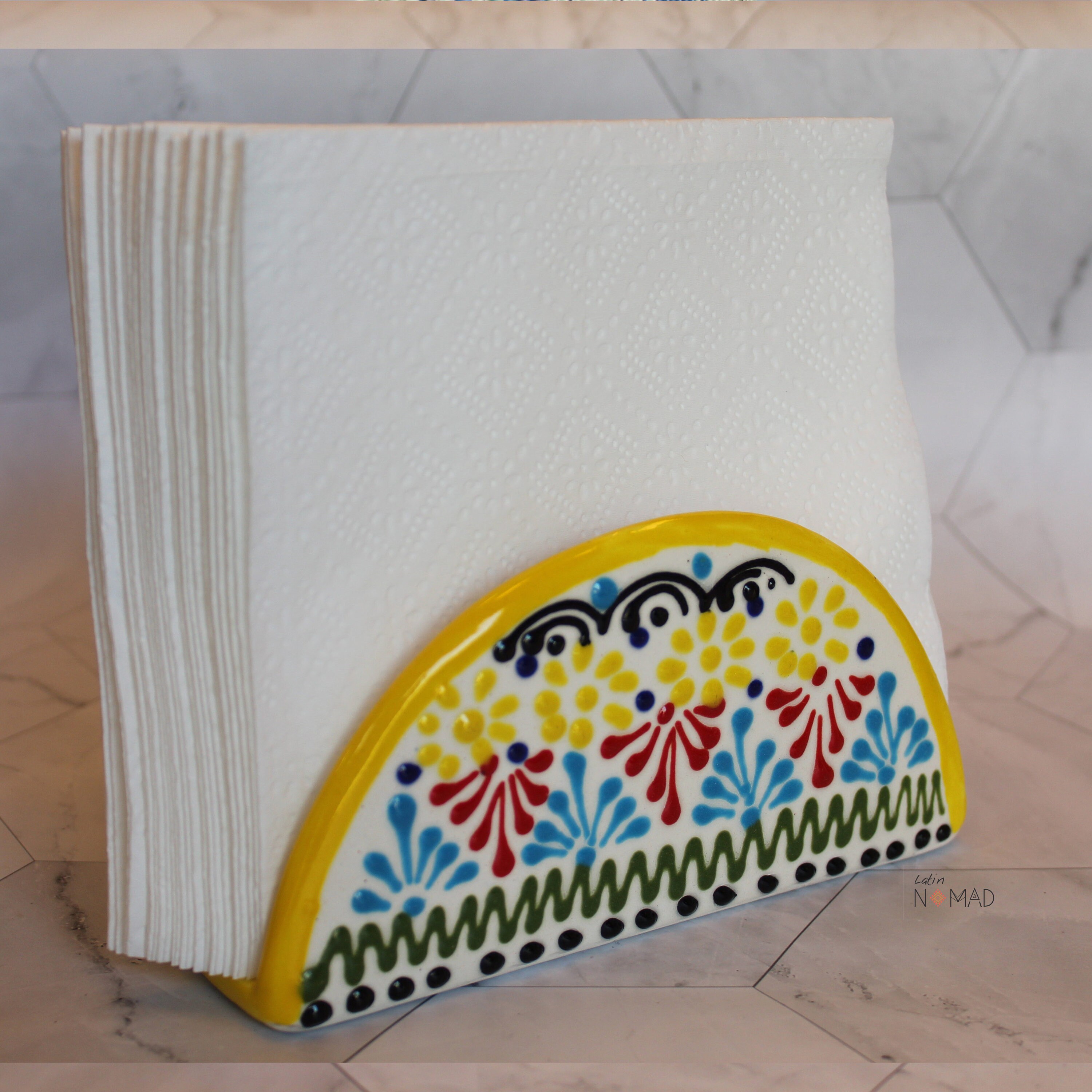 Ceramic Talavera Napkin Holder / Traditional Multicolored Confetti ...