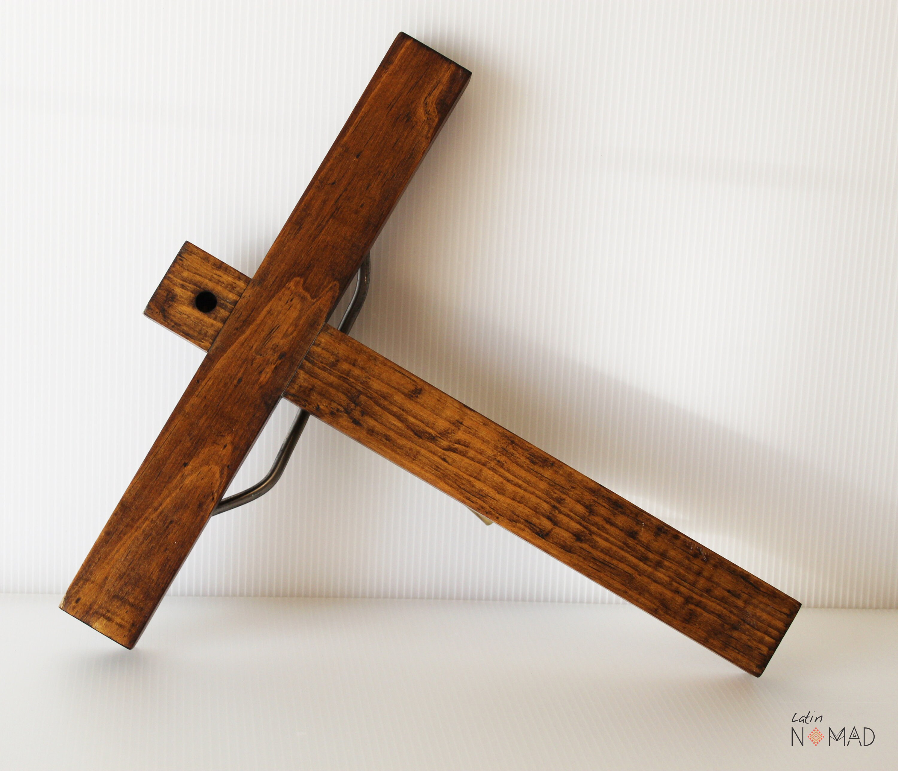 Modern Mid-Century Crucifix; Christian Cross Wall Decor Wood, Iron ...