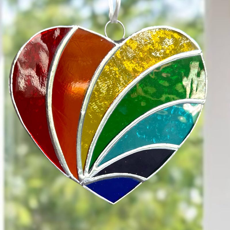 Stained Glass Rainbow Heart - Etsy