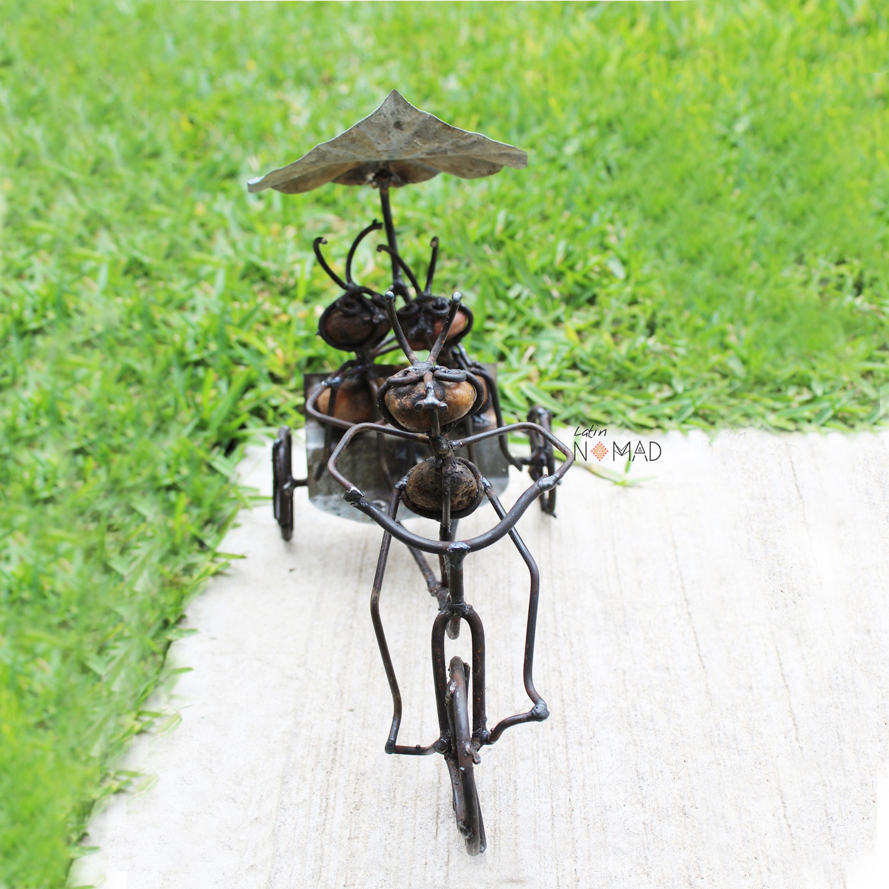 Pedicab Couple Ride, Ant Figurine Patio and Garden Decor by Latin Nomad