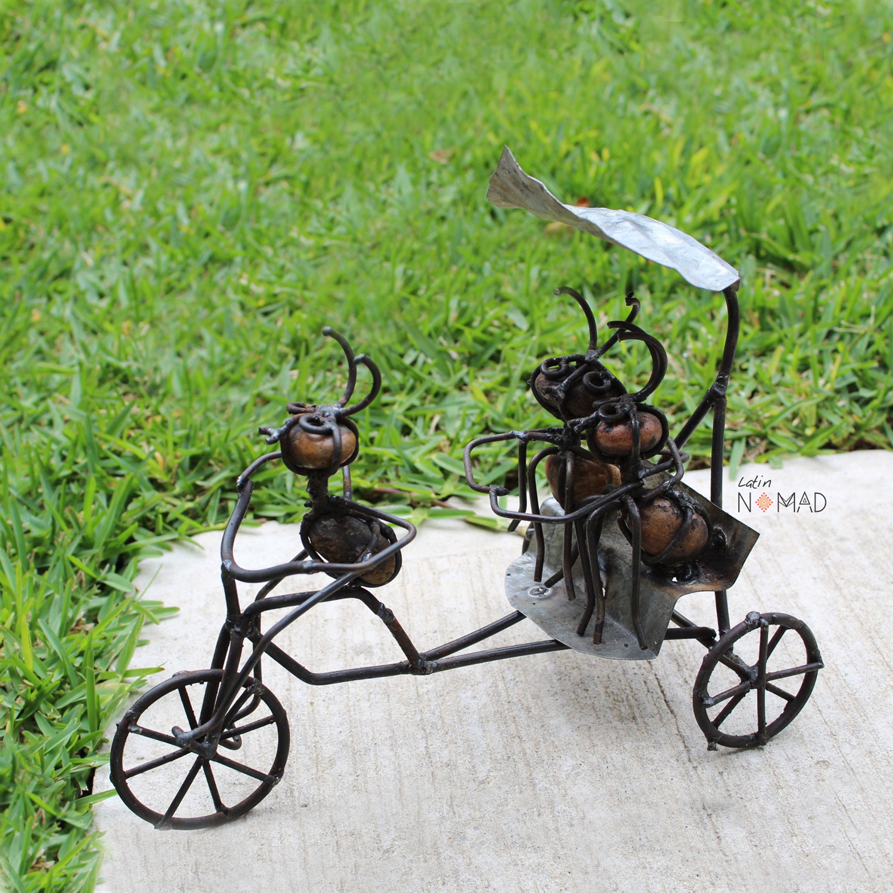Pedicab Couple Ride, Ant Figurine Patio and Garden Decor by Latin Nomad