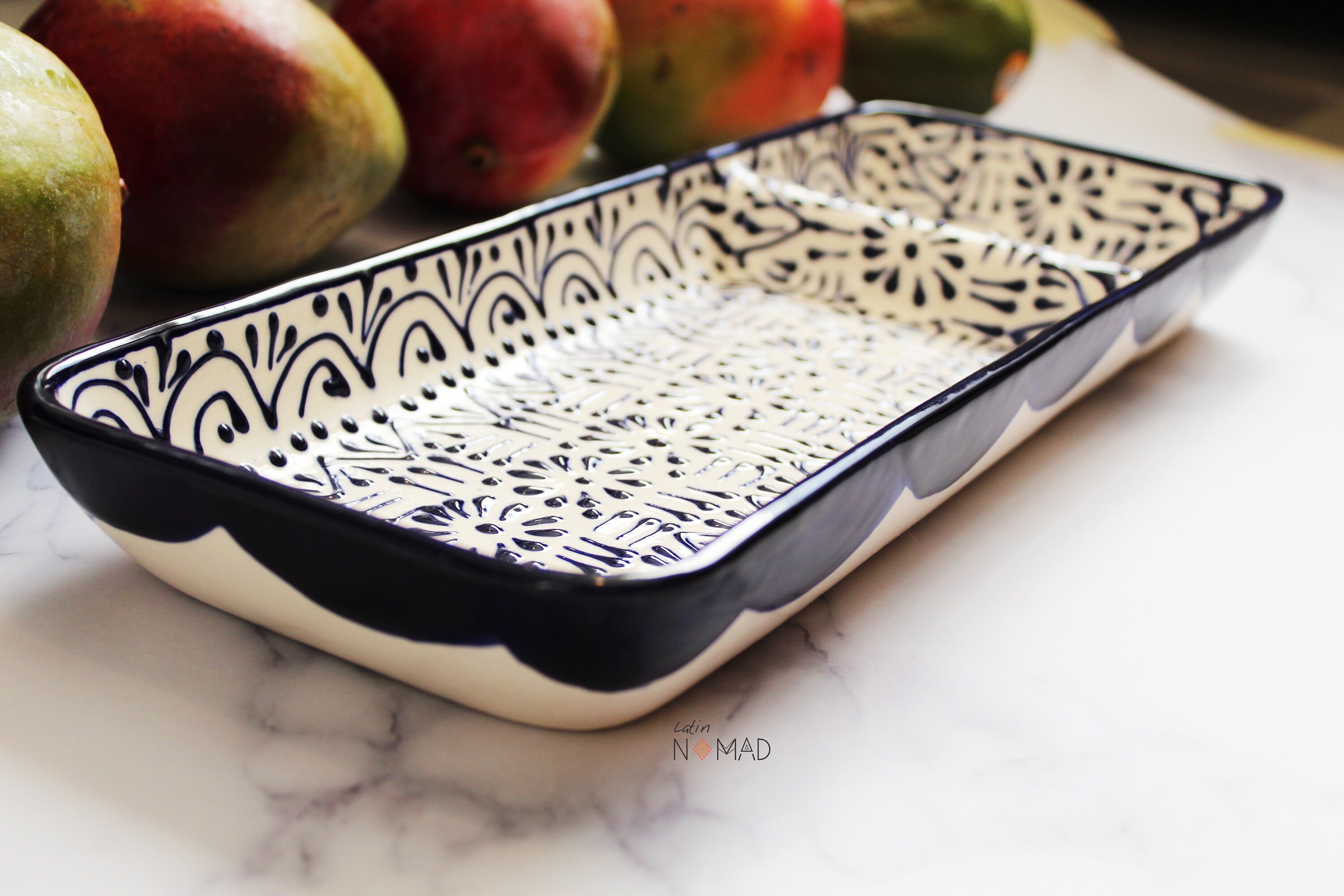 Rectangular Modern Ceramic Talavera Snack Dish Platter - Sleek ...