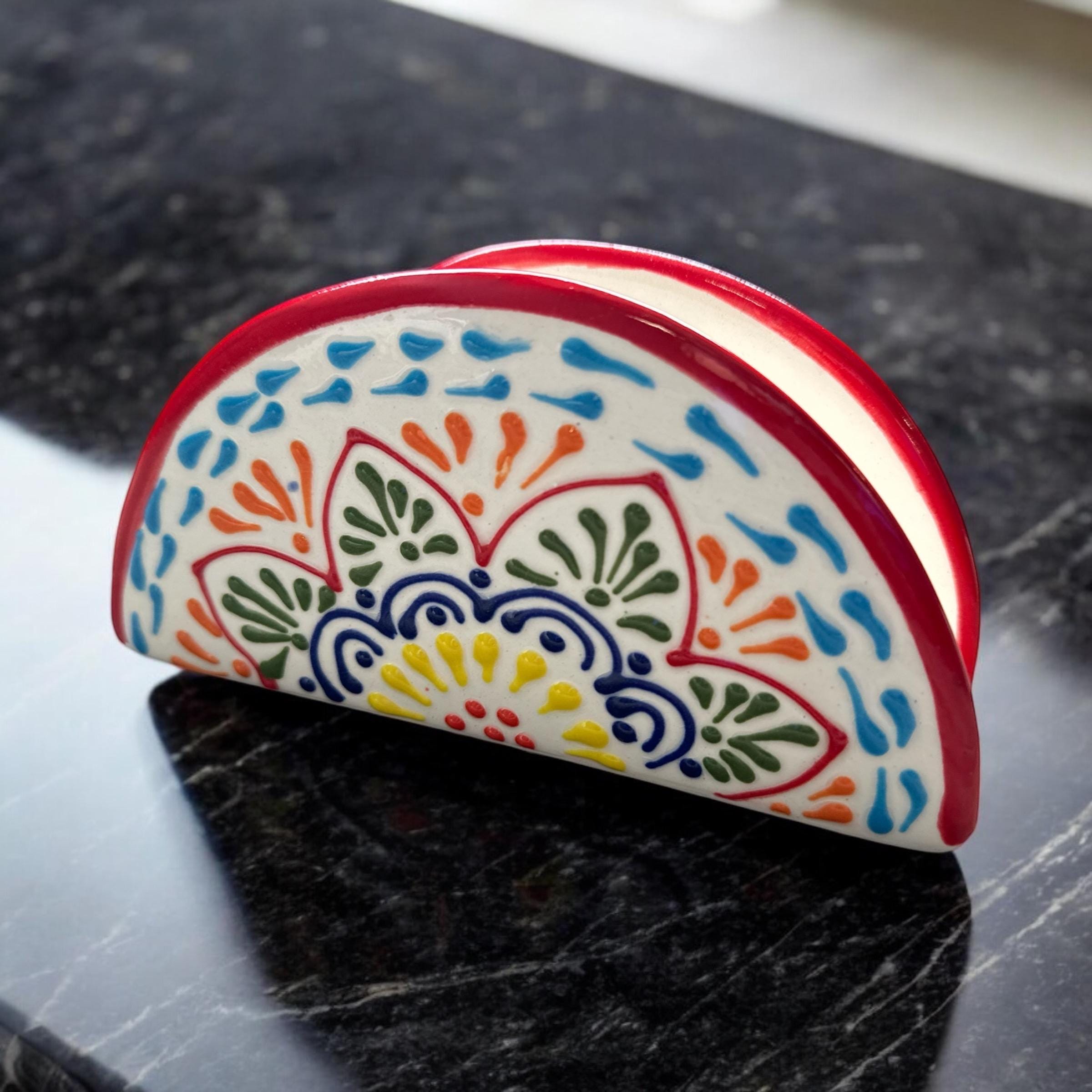 Ceramic Talavera Napkin Holder / Traditional Multicolored Confetti ...