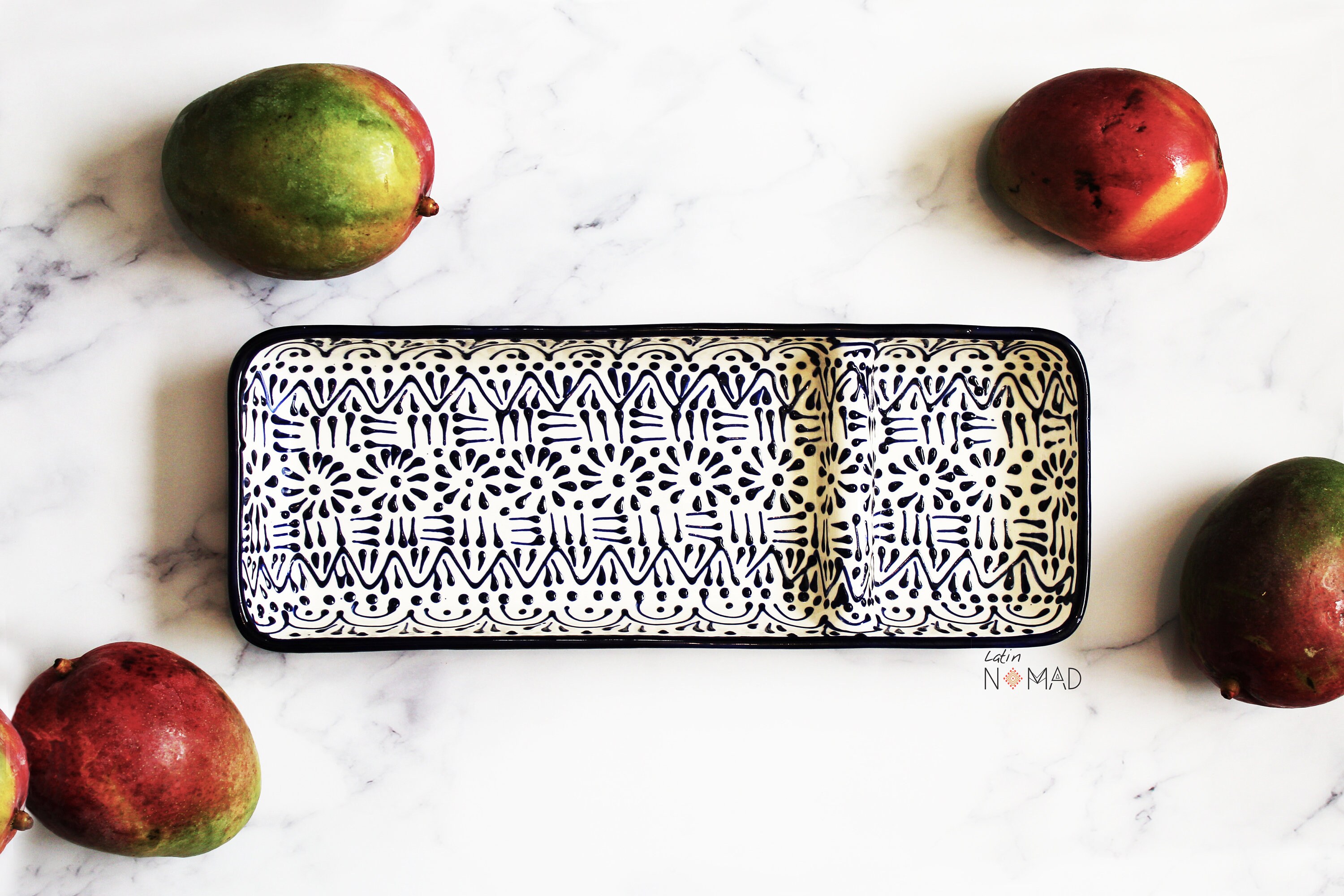 Rectangular Modern Ceramic Talavera Snack Dish Platter - Sleek ...
