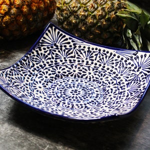 Pamela Square Modernist Mexican Ceramic Talavera Bowl Serving Platter ...