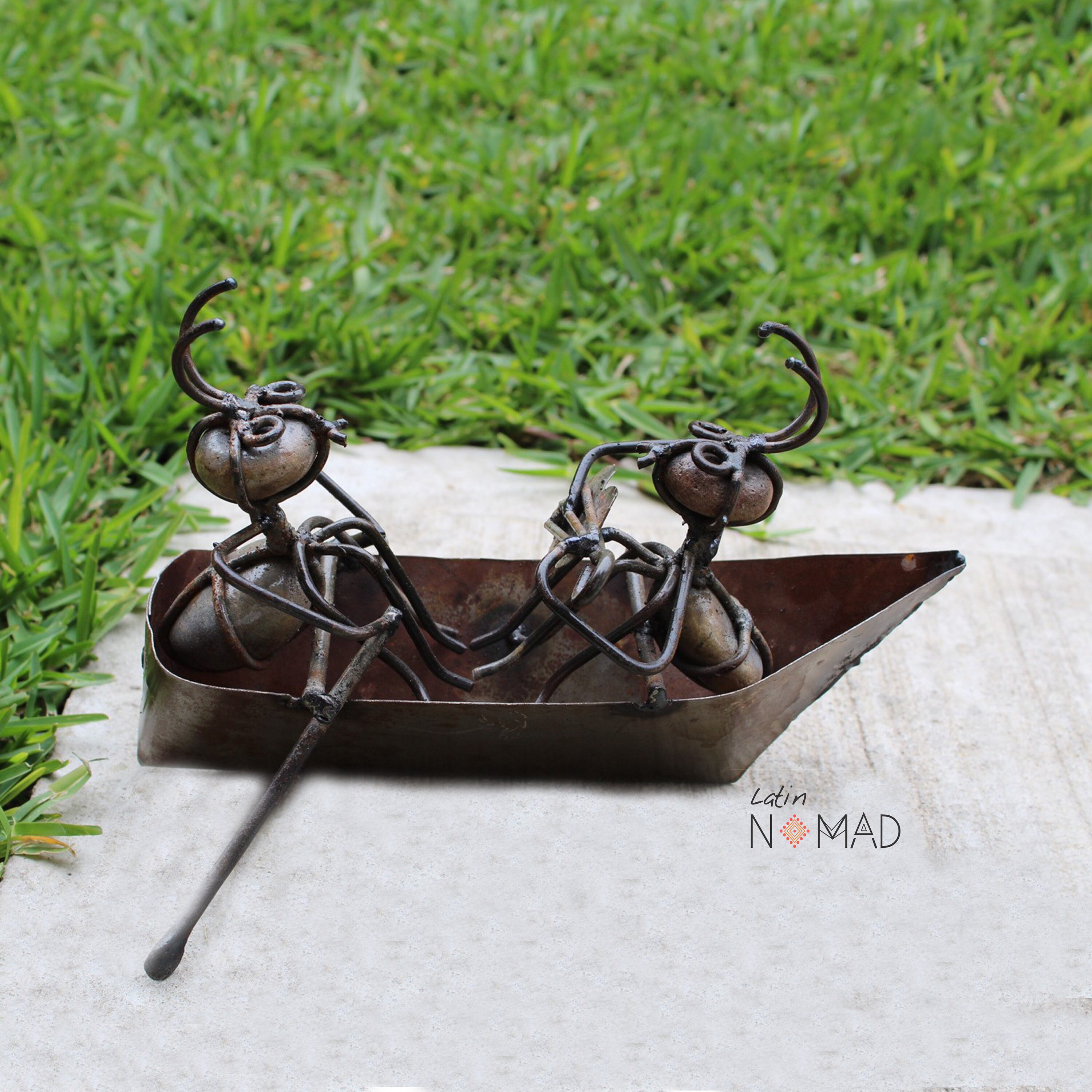 Serenade & Rowing Boat Ant Figurine/ Patio and Garden Decor by Latin Nomad.