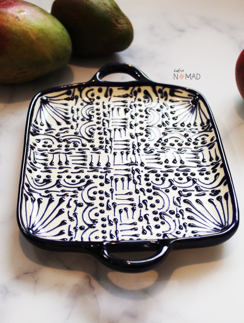 Flat Rectangular Small Tray Modern Mexican Ceramic Talavera | Etsy