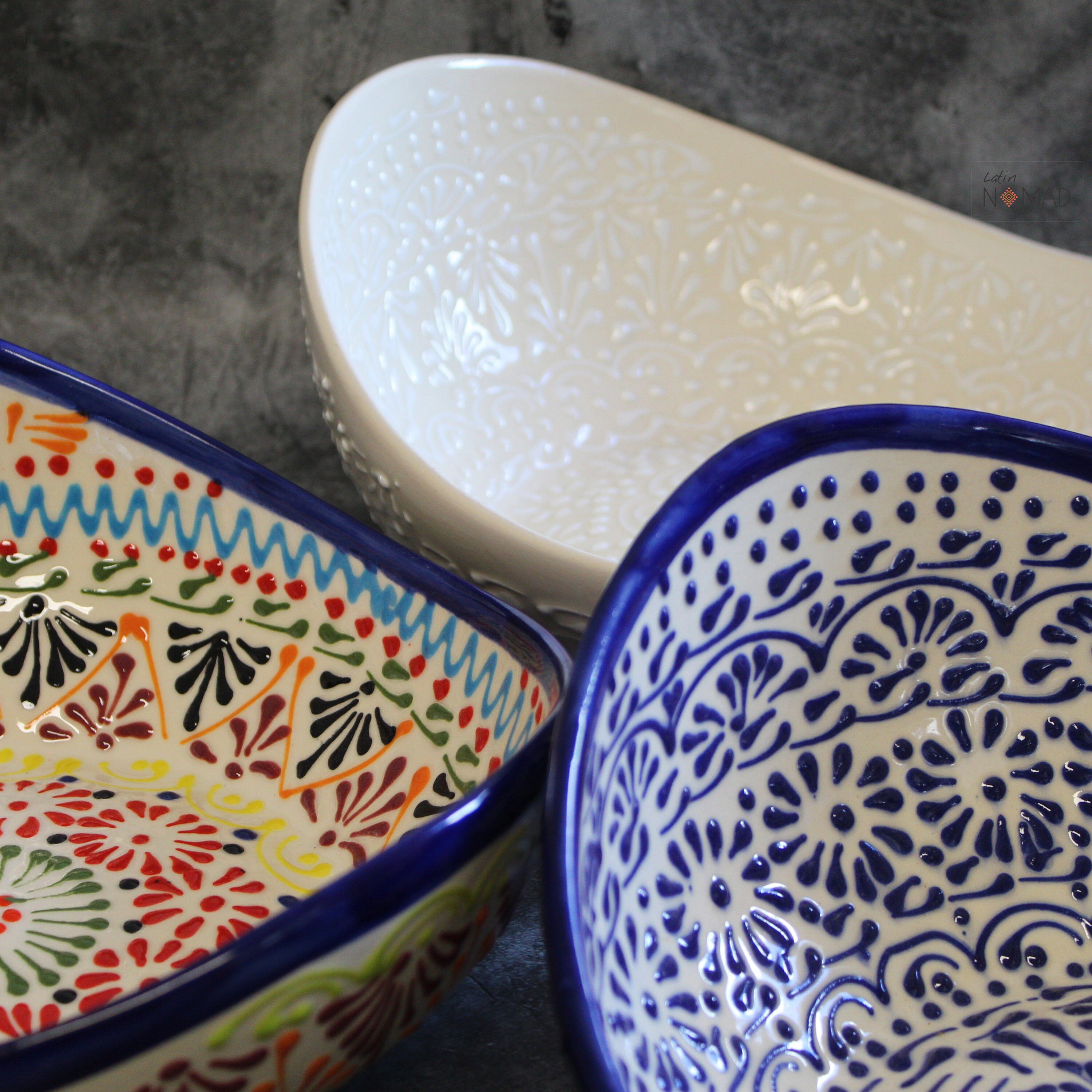 Camila Bowl in White Ceramic Pottery Serving Bowl Platters Kitchenware ...