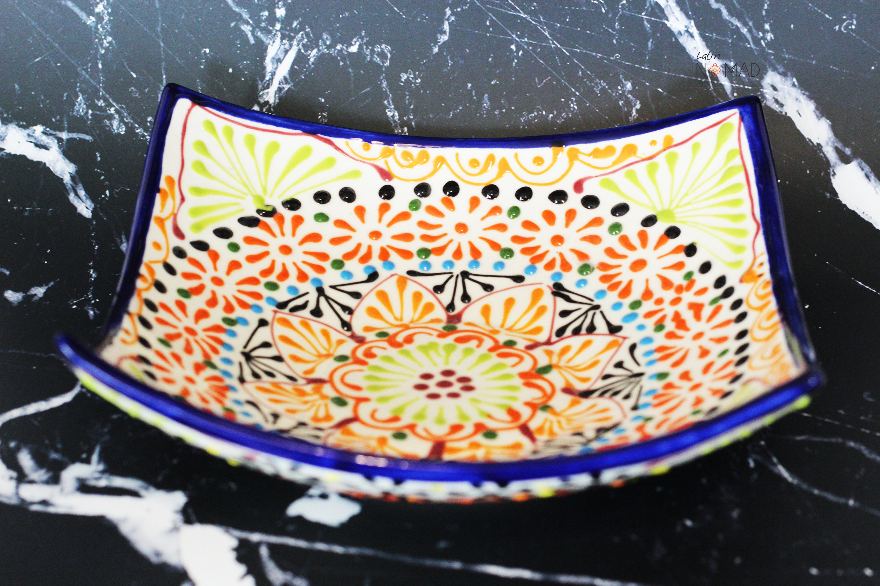 Pamela Square Modernist Mexican Ceramic Talavera Bowl - Serving Platter ...