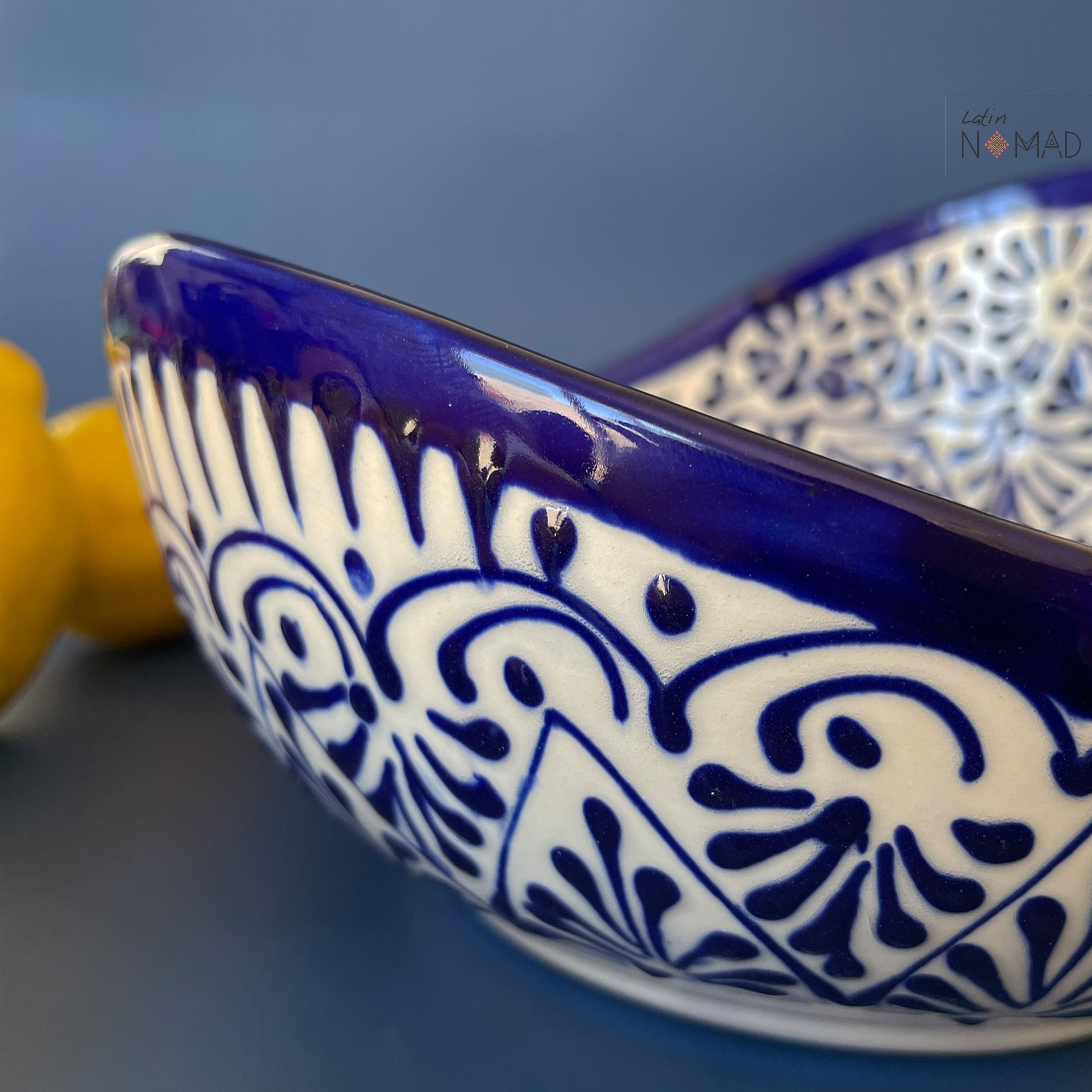 Camila Bowl in Blue & White Ceramic Pottery Serving Bowl Platters ...