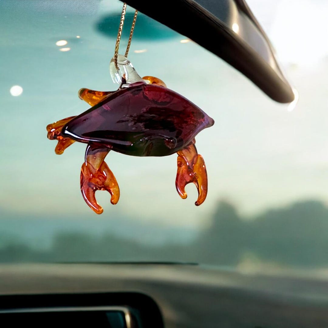 Crab Handblown Glass Art, Rear-view Mirror Car Accessories - Etsy