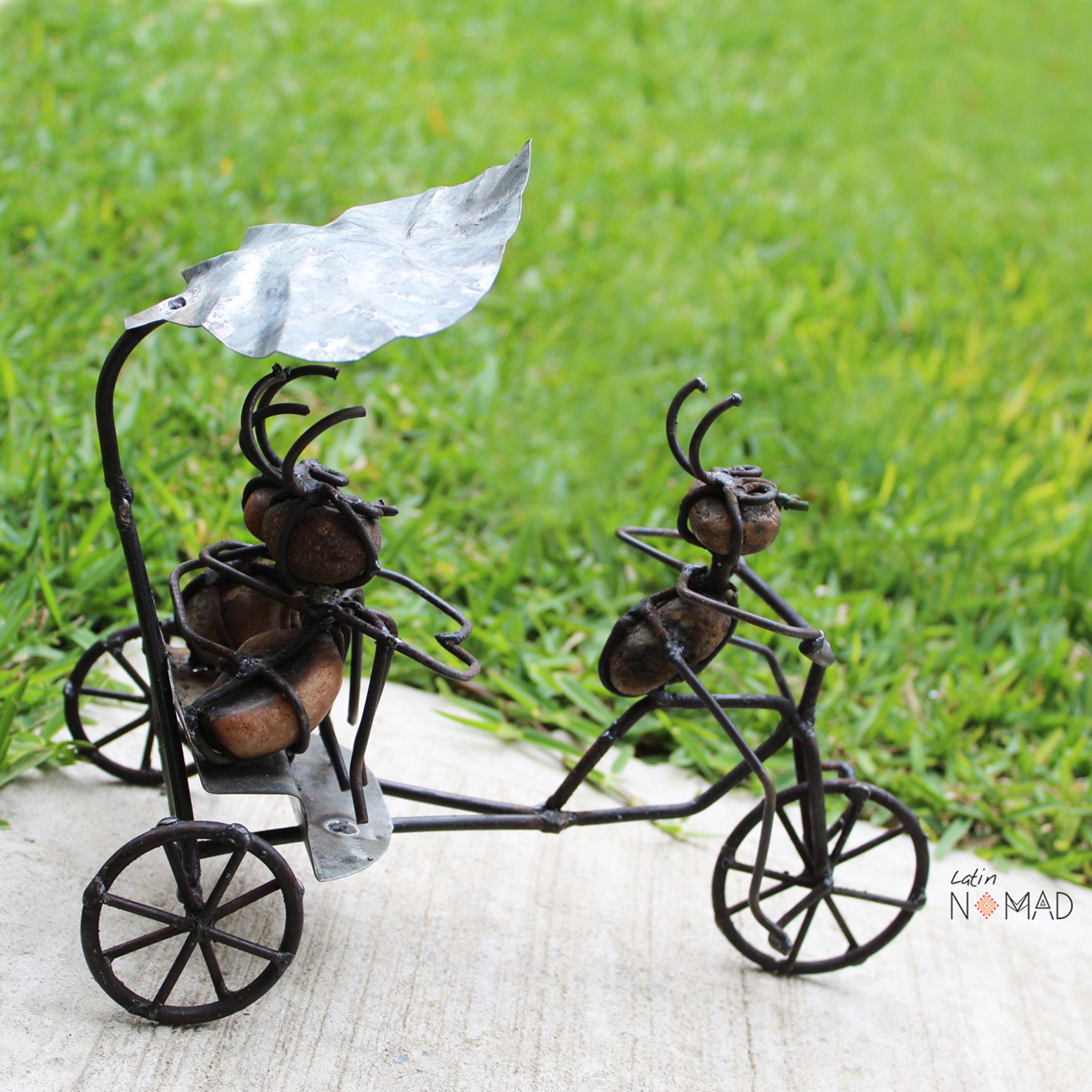 Pedicab Couple Ride, Ant Figurine Patio and Garden Decor by Latin Nomad